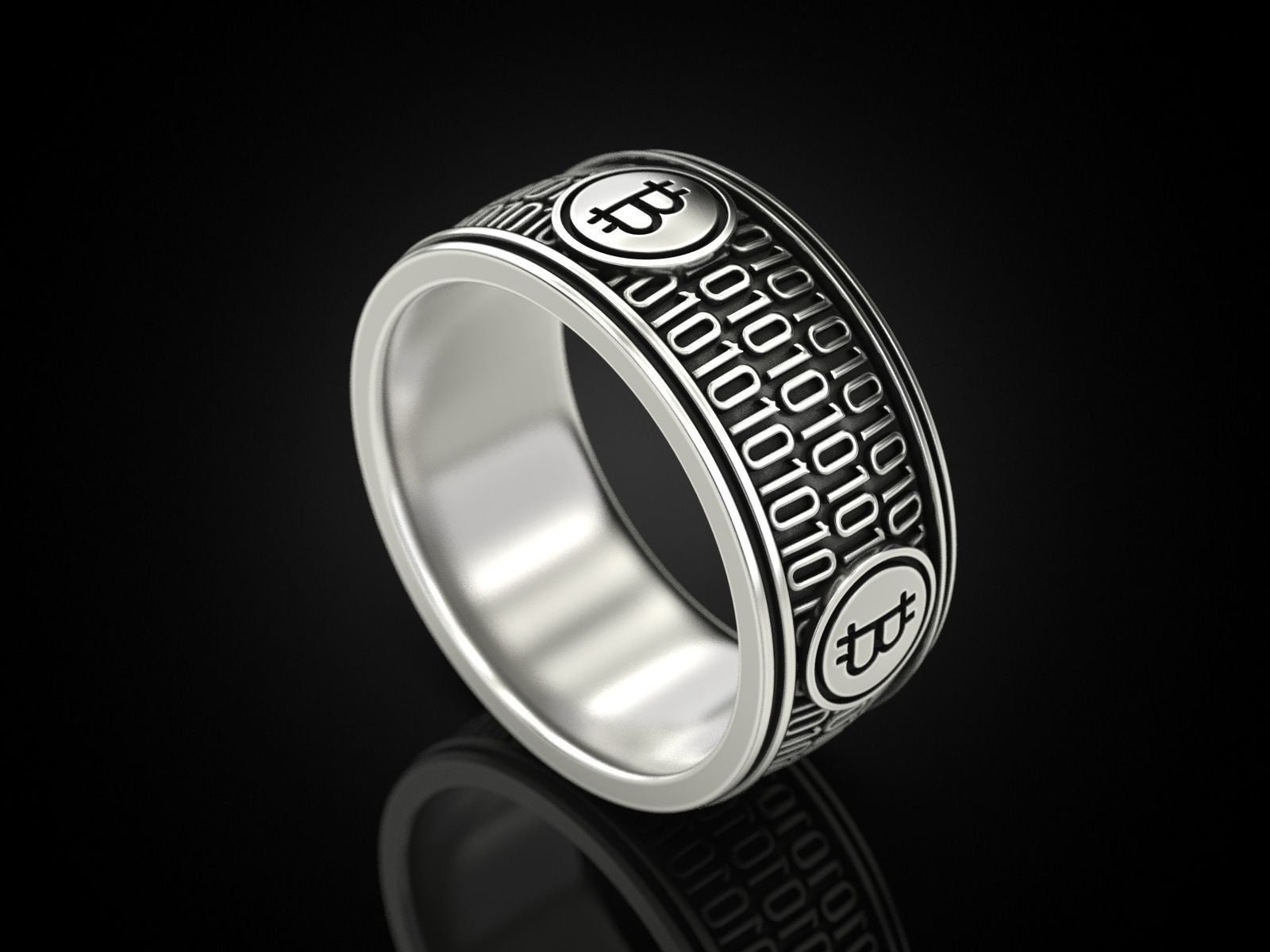Bitcoin Ring Engraved Mens Ring Cryptocurrency Gifts Silver - Etsy