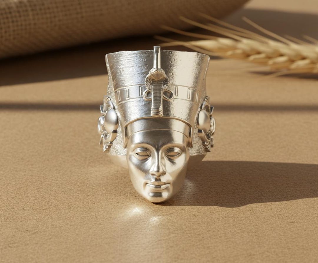 Nefertiti Ring 925 Sterling Silver Oxidized Finish Egyptian Queen ...