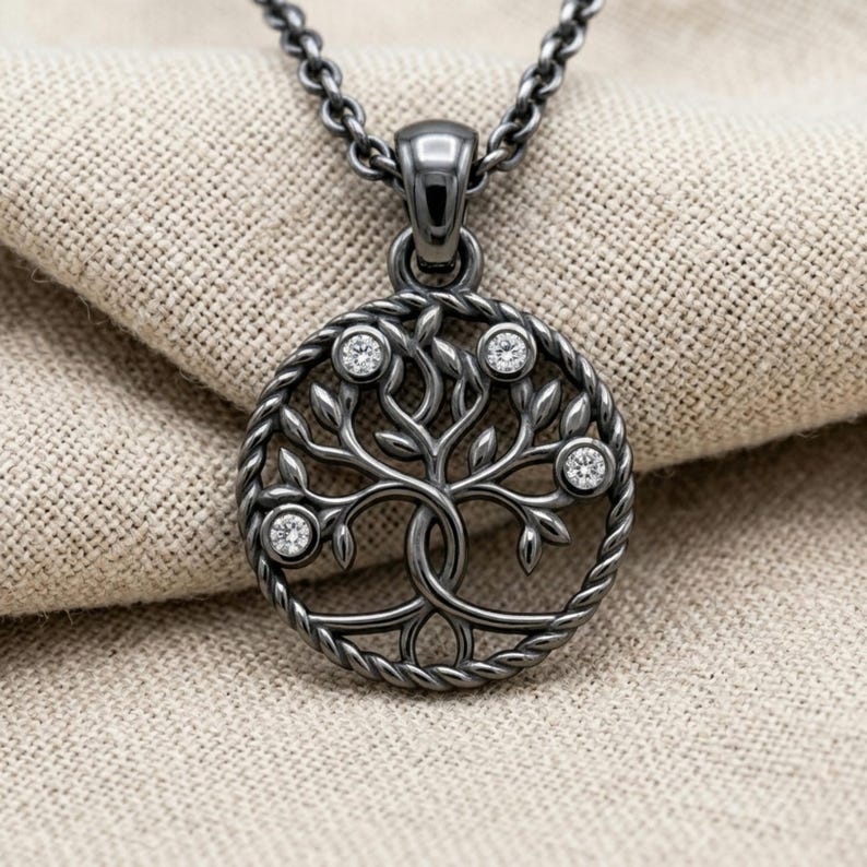 Tree of Life Pendant in 925 Sterling Silver, Oxidized Family Tree ...