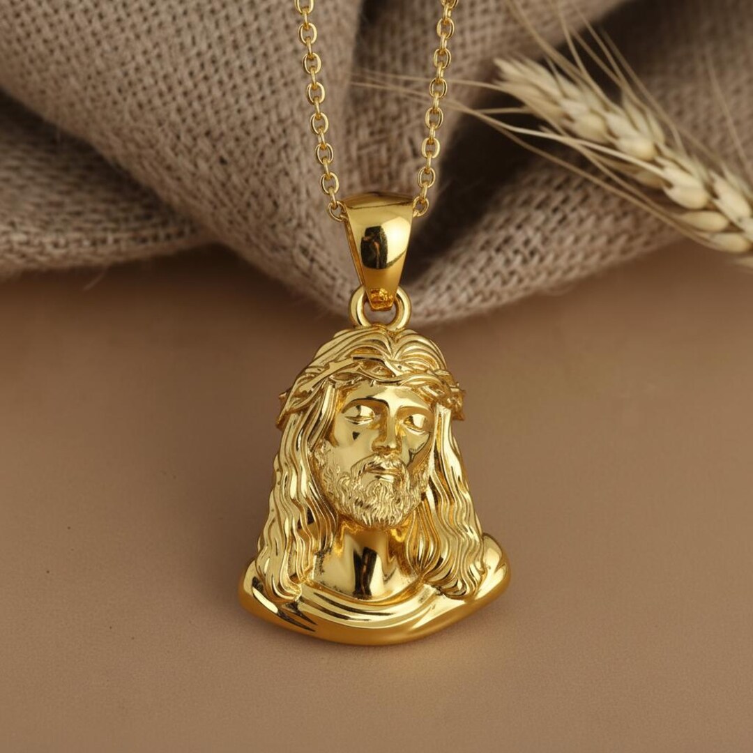 Jesus Christ Pendant 925 Sterling Silver 14K Gold Vermeil Crown of ...