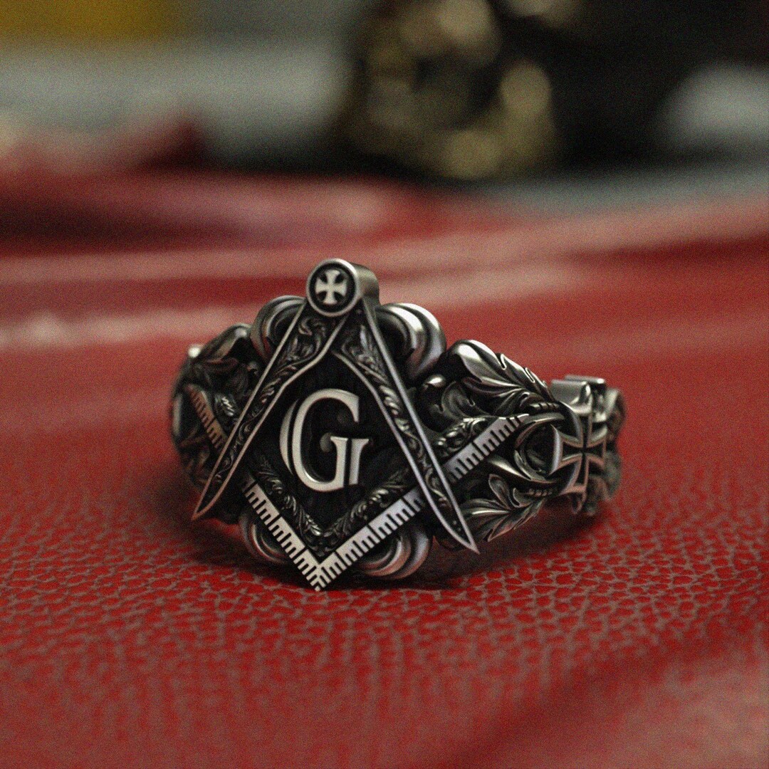 Freemasons Square and Compass Pattern Ring 925 Sterling Silver ...