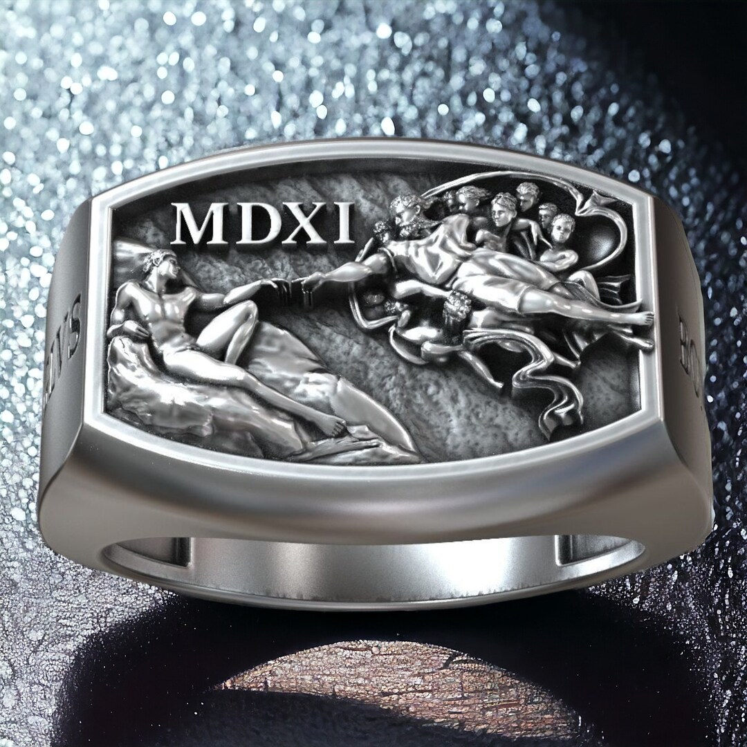 Hand of God Michelangelo Sistine Chapel Signet Ring 925 Sterling Silver ...