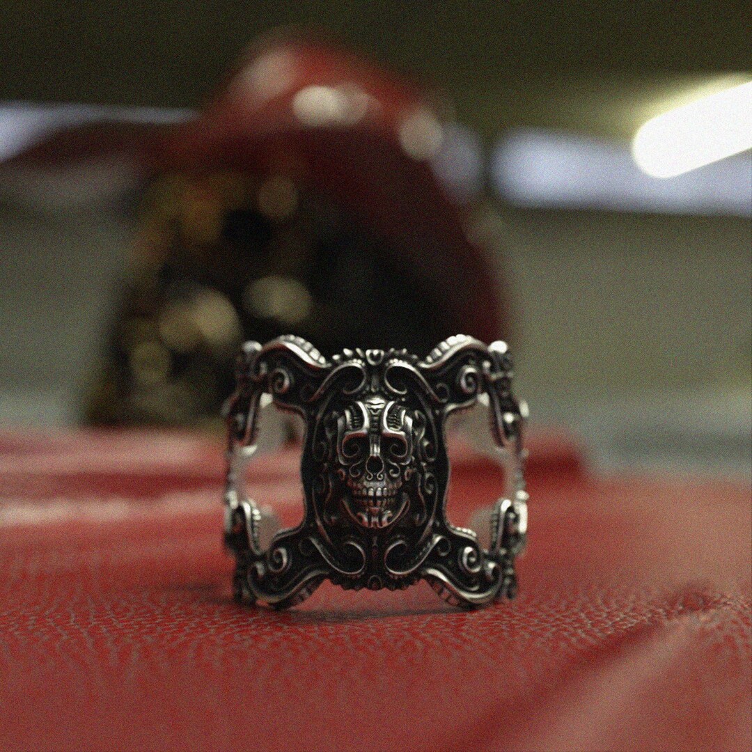 Gothic Skull Cross Ring - 925 Sterling Silver Death Head Statement Ring ...