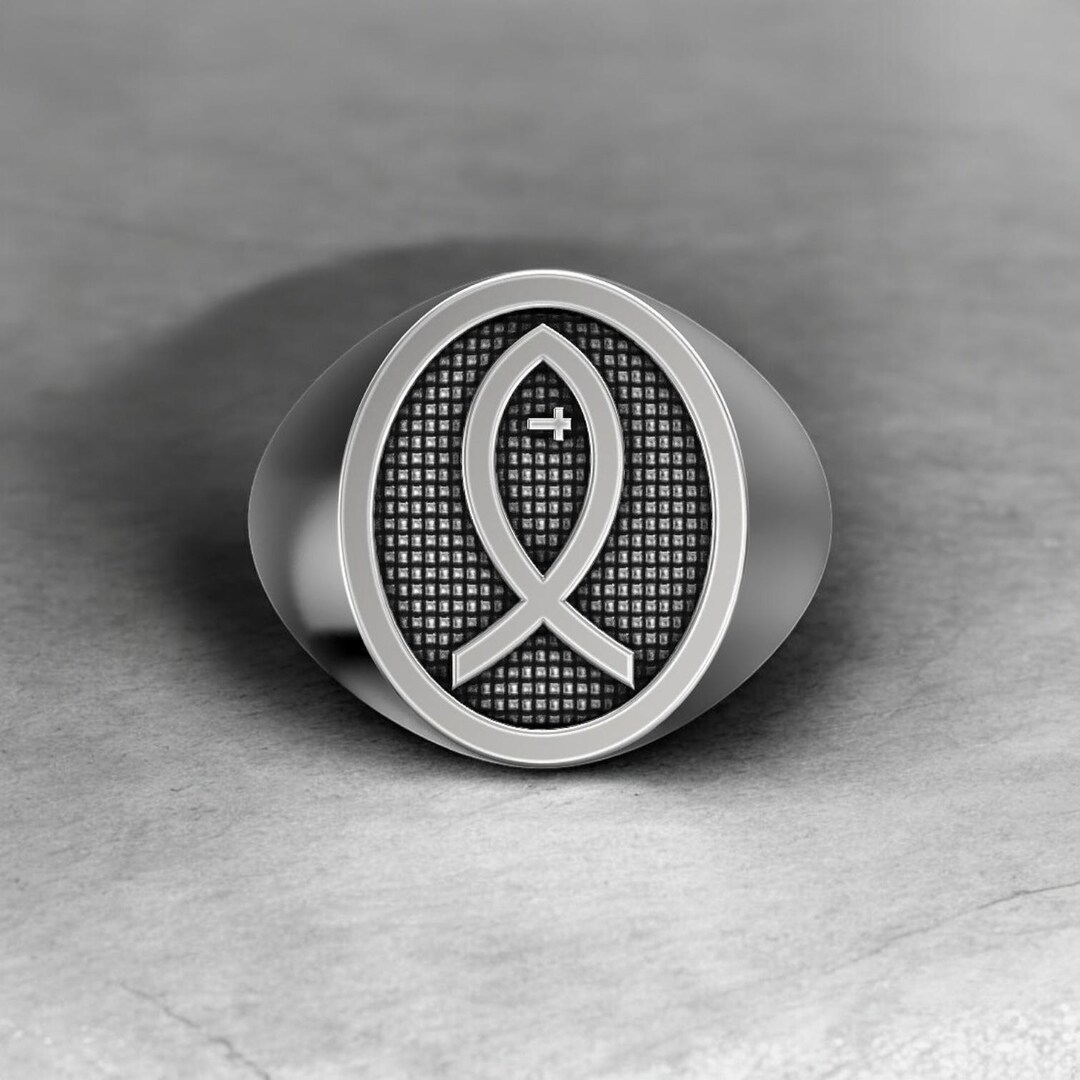 Christian Fish Ring, Ichthys Symbol Ring, Religious Jewelry, 925 Sterling Silver Ring, Faith ...