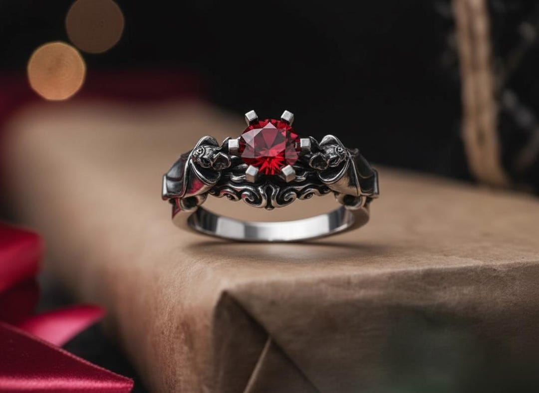 Bat Engagement Ring 925 Sterling Silver, Gothic Wedding Jewelry, Unique ...