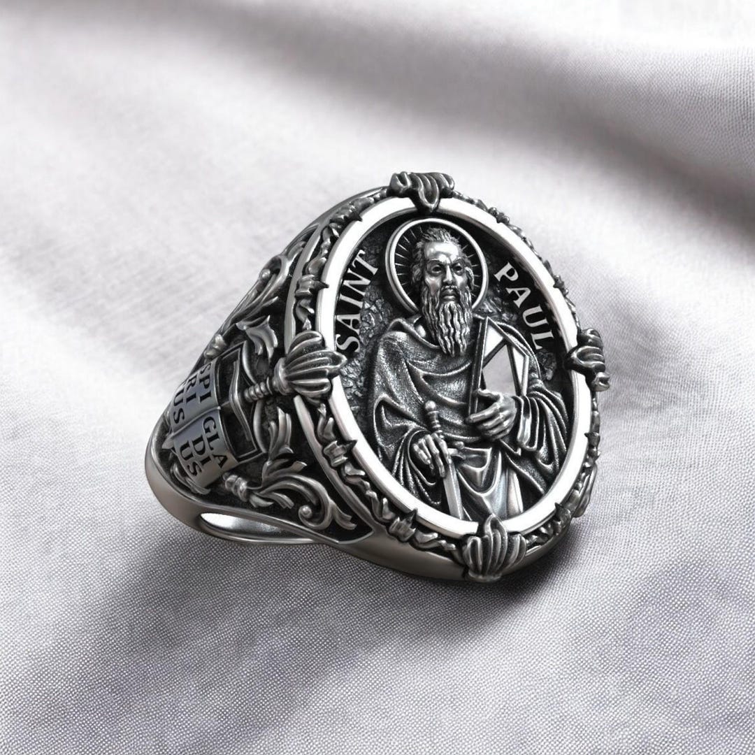 Saint Paul Apostle Sword Bible Symbol Christian Signet Ring, 925 ...