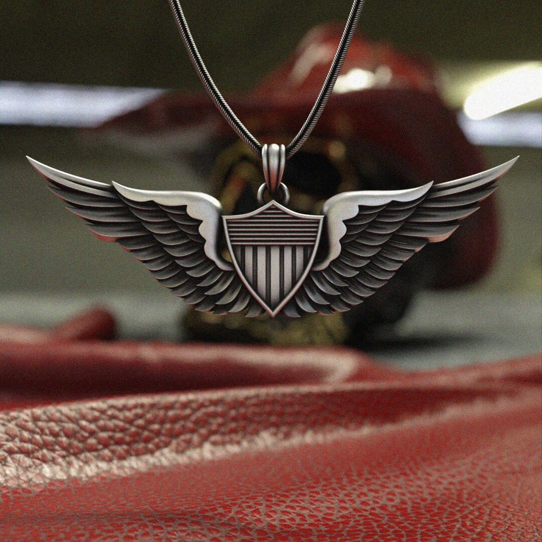 Aviator Wings Pendant 925 Sterling Silver | Pilot Wings Necklace ...