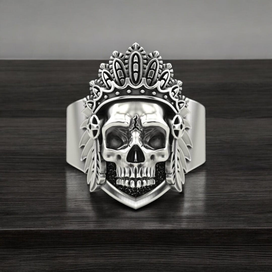 Indian Skull Ring 925 Sterling Silver Intricate Design Handmade Artisan ...