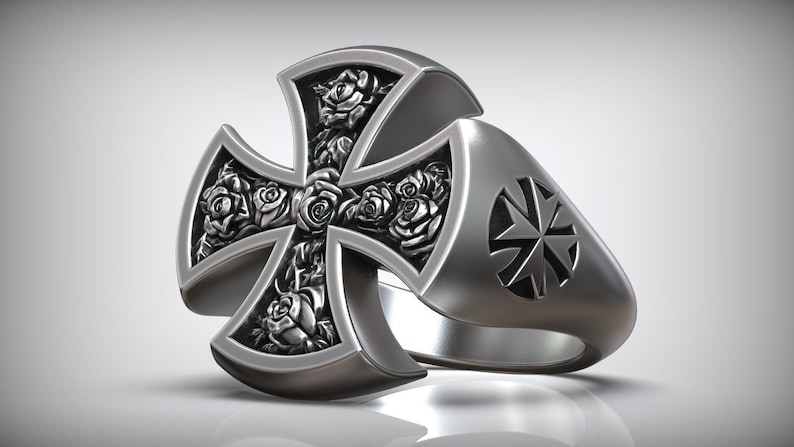 Hospitaller Maltese Cross Templar Symbol Ring 925 Sterling Silver ...