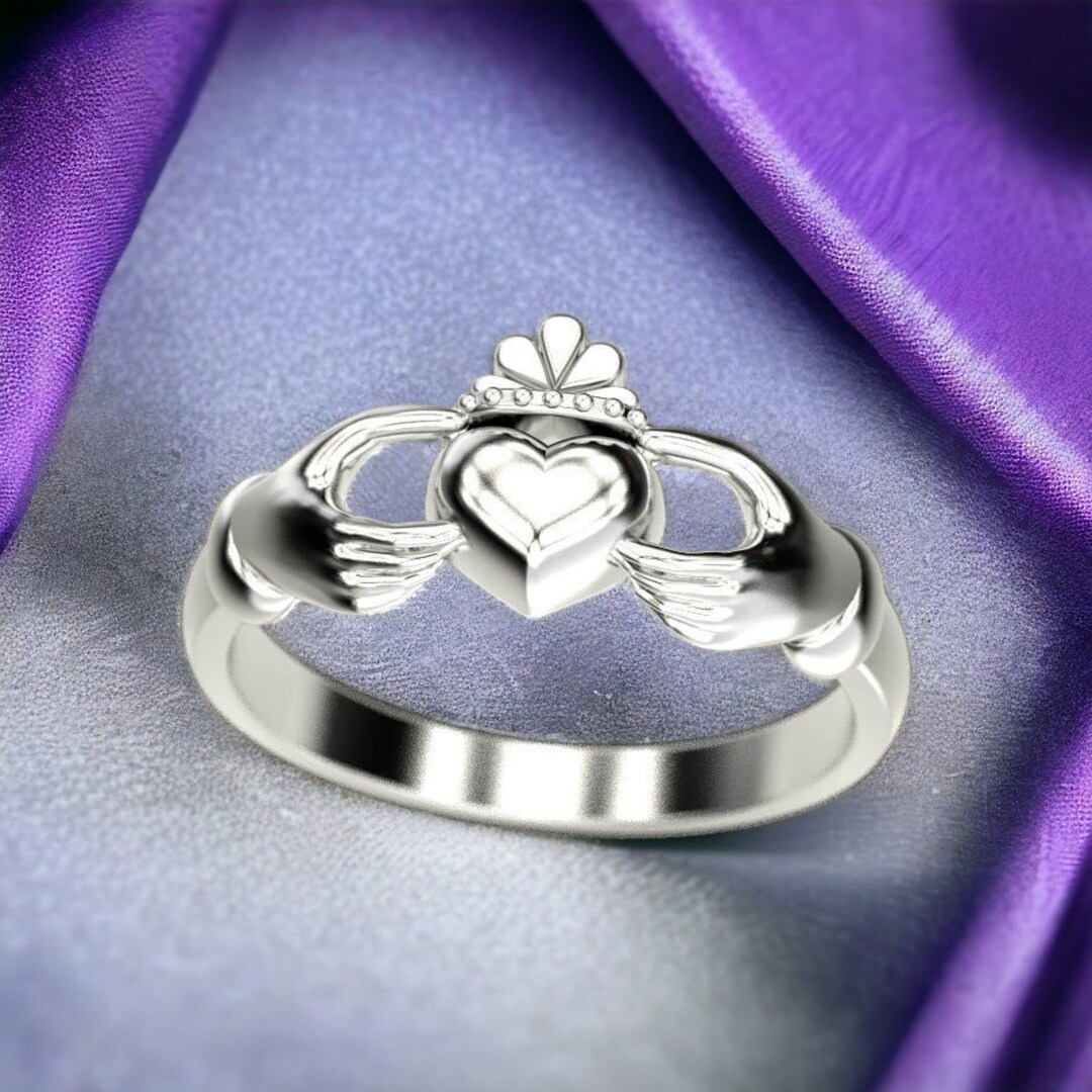 Traditional Claddagh Ring 925 Sterling Silver Adjustable Handmade Irish ...