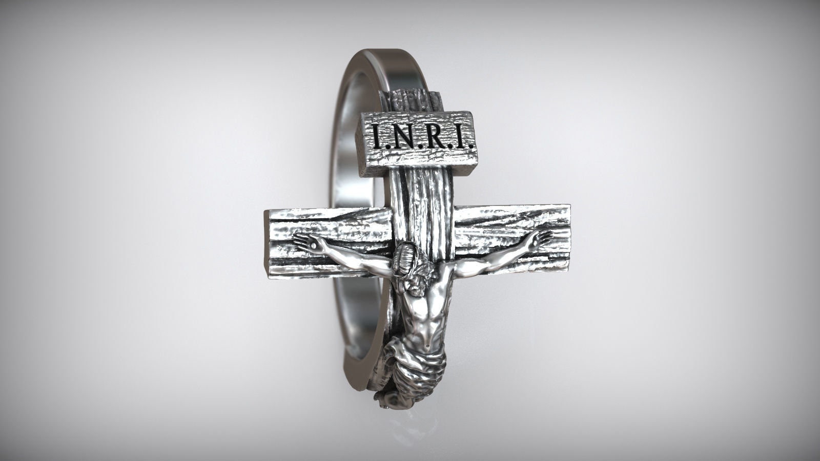 Jesus Christ Crucifix Cross Christian Ring 925 Sterling Silver ...