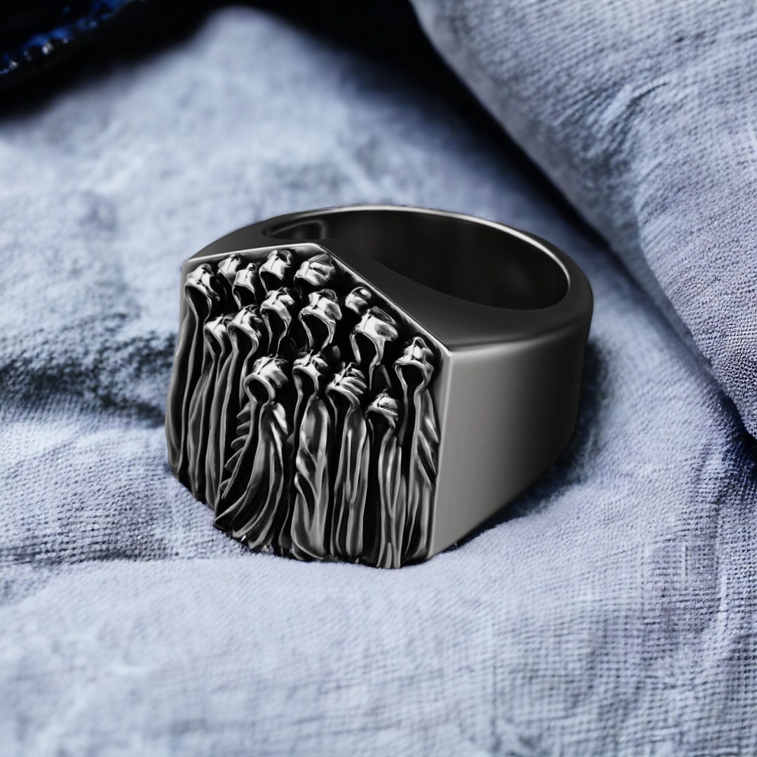 Creepy Ghost Ring 925 Sterling Silver, Spooky Gothic Jewelry for Men ...