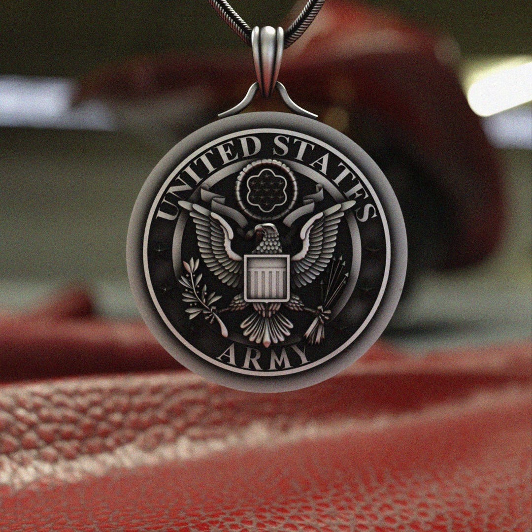 US Army Pendant 925 Sterling Silver | Military Emblem Necklace ...