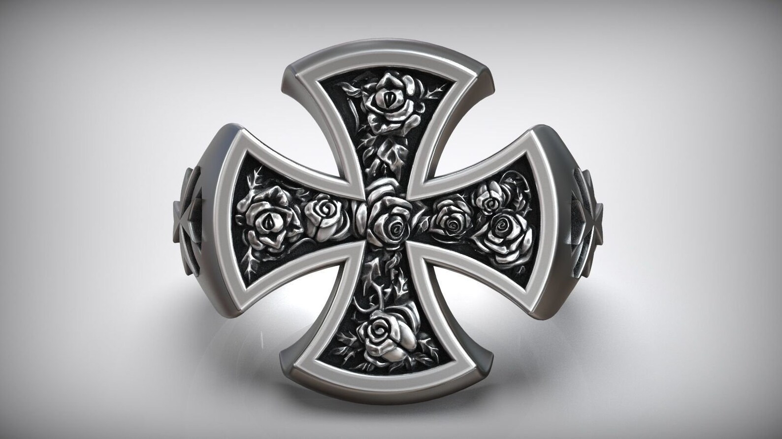 Hospitaller Maltese Cross Templar Symbol Ring 925 Sterling Silver ...