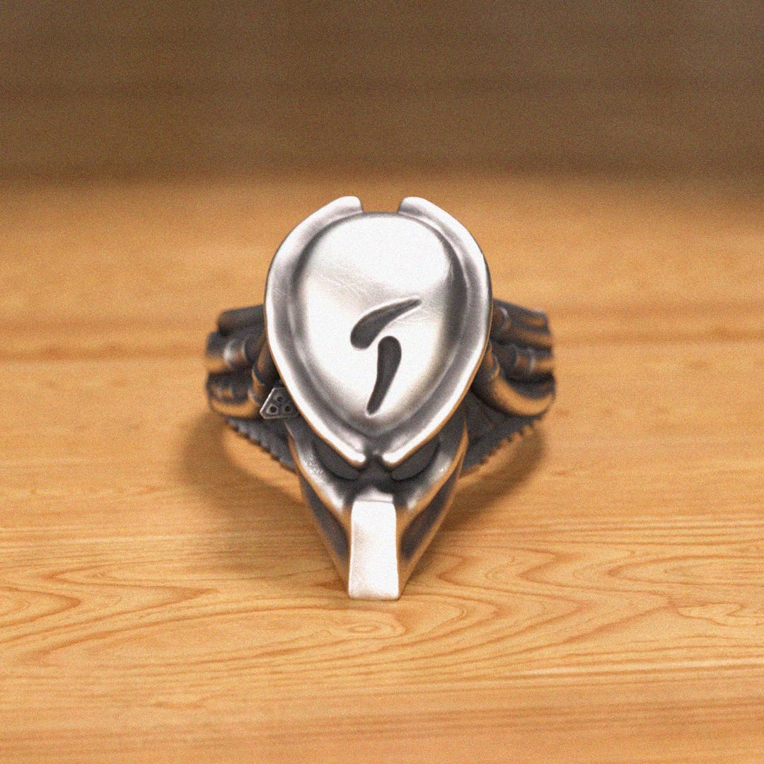 Predator Silver Ring - Sci-fi Alien Design, Adjustable, Unisex ...