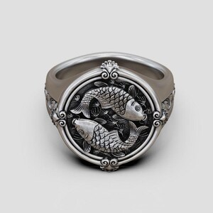 Koi Fish Ring, 925 Sterling Silver Carp Ring, Japanese Inspired Jewelry ...