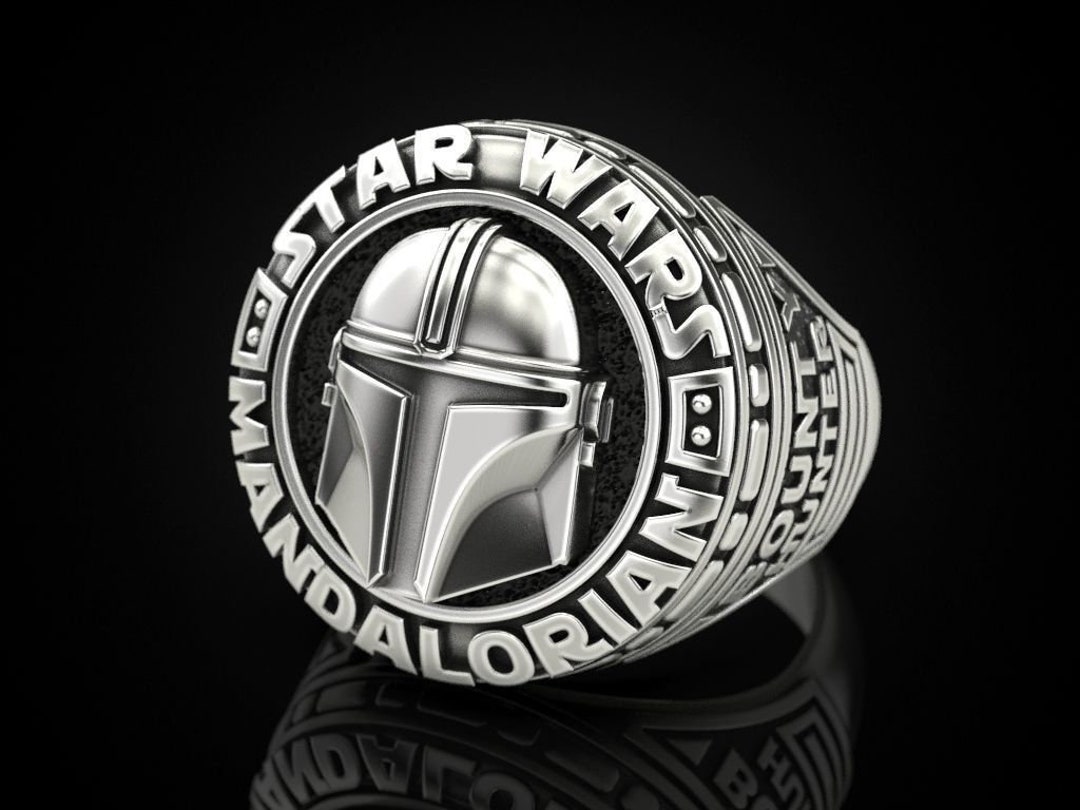Mandalorian Silver Man Ring, Star Wars Mandalorian Mens Ring, Solid ...
