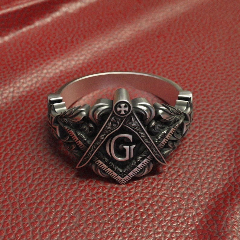 Freemasons Square and Compass Pattern Ring 925 Sterling Silver ...