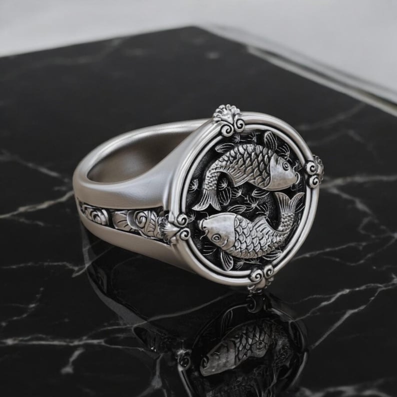 Koi Fish Ring, 925 Sterling Silver Carp Ring, Japanese Inspired Jewelry ...