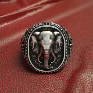Elephant Head Antique Pattern Men Signet 925 Sterling Silver Ring ...