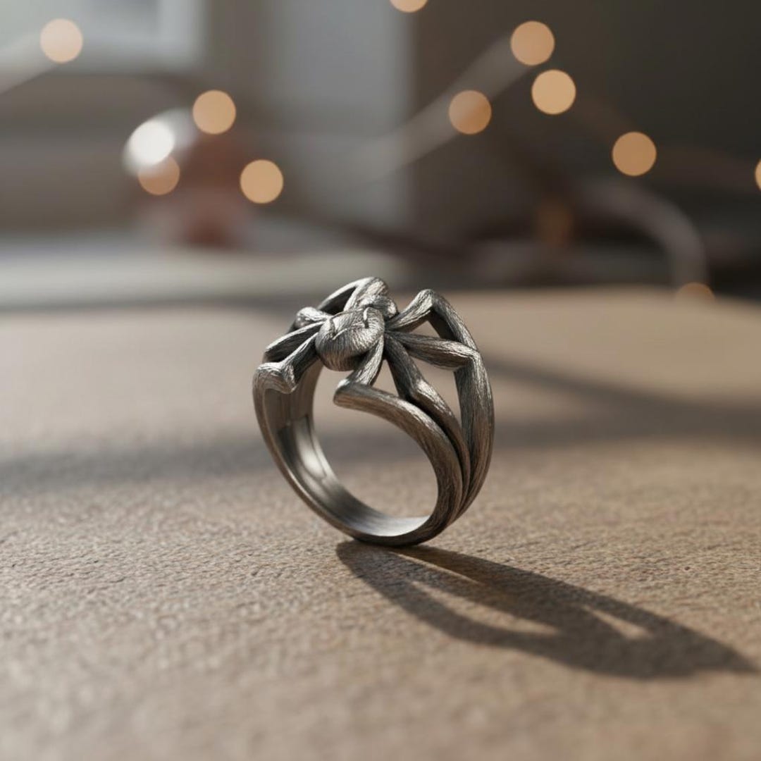 Spider Ring 925 Sterling Silver, Gothic Arachnid Jewelry for Men Women ...