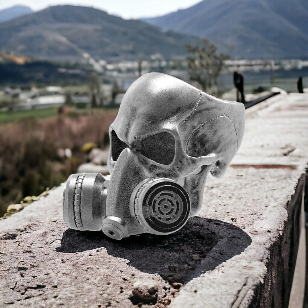 Skull Ring Gas Mask Respirator 925 Sterling Silver Adjustable Unique ...