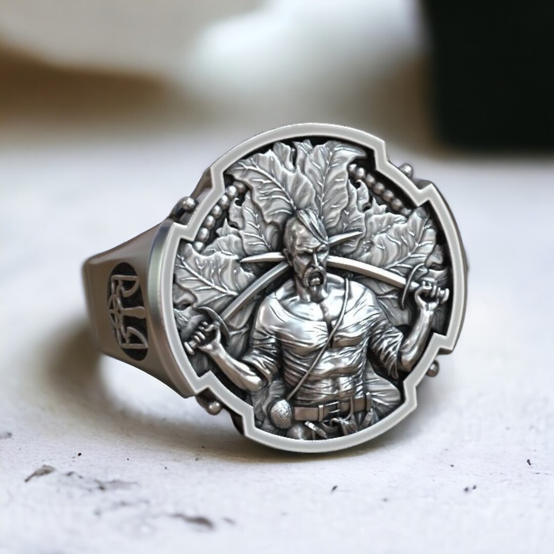 Ring Ukrainian Warrior Cossack Trident 925 Sterling Silver Adjustable ...