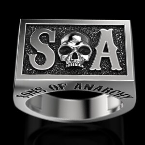 Men's Sons of Anarchy Skull Ring Sterling Silver 925, Man Skull Ring ...
