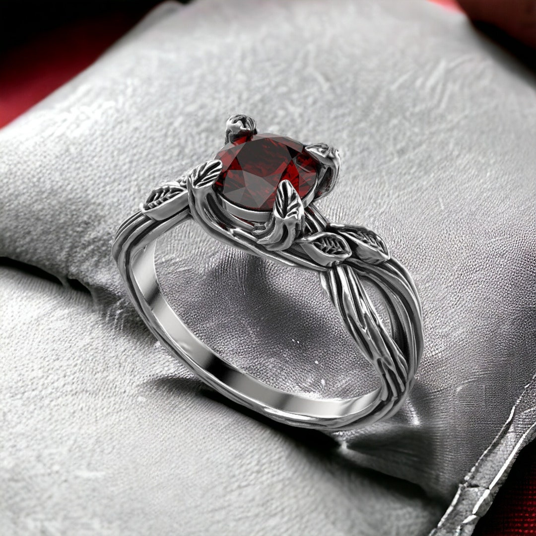 Nature-inspired Engagement Ring Tree Design 925 Sterling Silver Unique ...