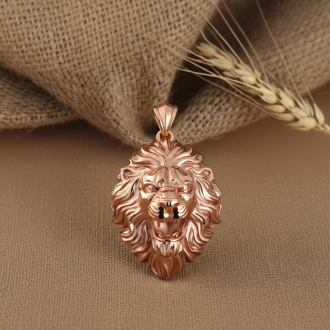 Angry Lion Head Pendant 925 Sterling Silver Oxidized Finish Roaring ...