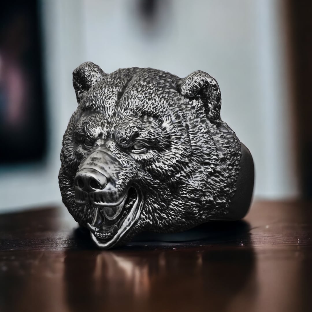 Bear Ring 925 Sterling Silver Adjustable Unique Design Handmade Animal ...