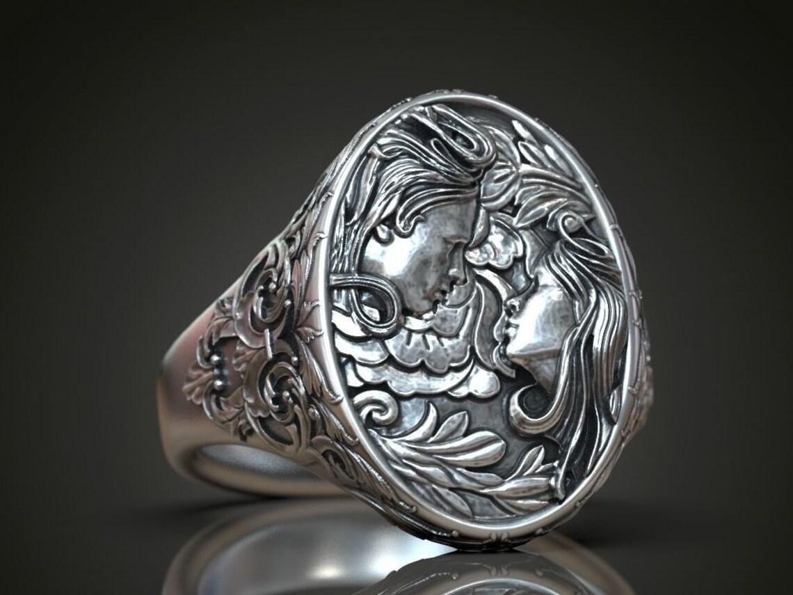 Faces Ring 925 Sterling Silver Unique Design Handmade Artisan Crafted ...
