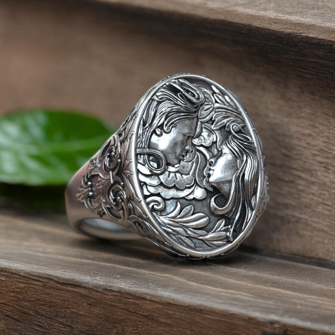 Faces Ring 925 Sterling Silver Unique Design Handmade Artisan Crafted ...