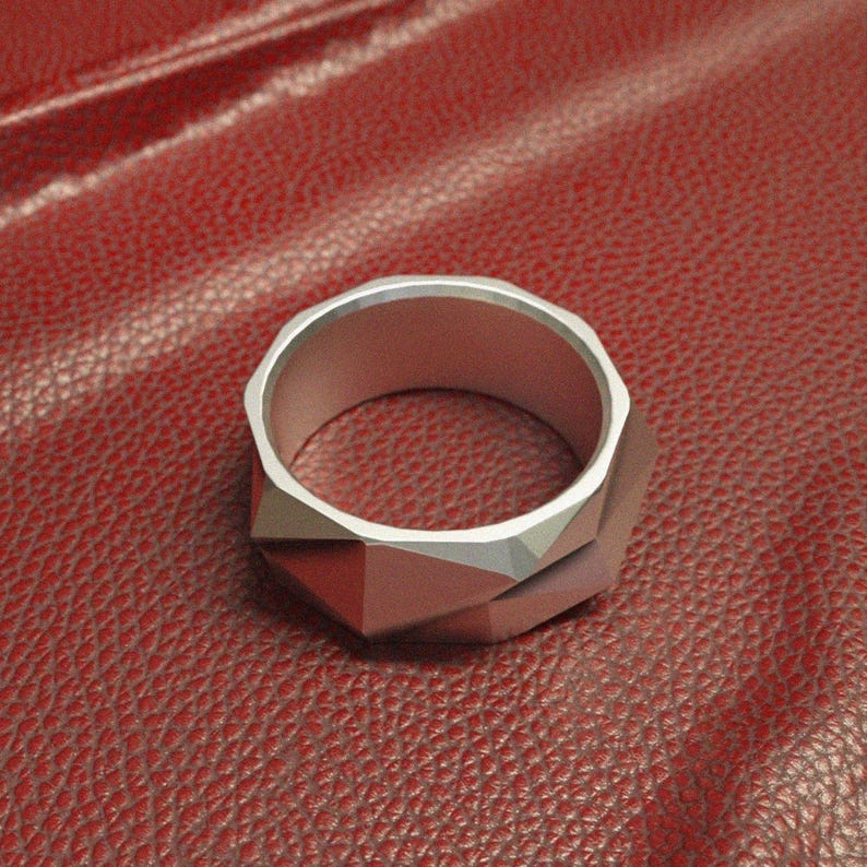 Geometric Ring Sterling Silver 925 Faceted Modern Statement Ring for ...