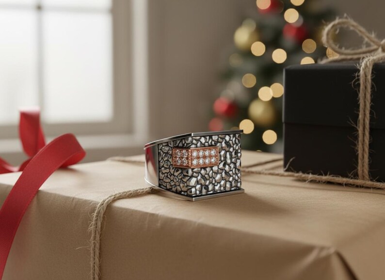 14K Gold Vermeil Nugget Ring 925 Sterling Silver Pebble Texture CZ ...