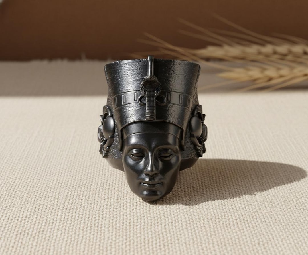 Egyptian Queen Nefertiti Ring 925 Sterling Silver Black Rhodium Finish ...