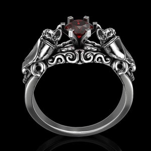 Bat Engagement Ring 925 Sterling Silver, Gothic Wedding Jewelry, Unique ...