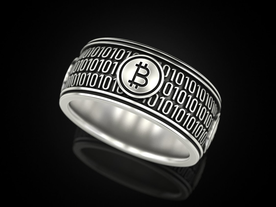 Bitcoin Ring, Engraved Mens Ring, Cryptocurrency Gifts, Silver Coin ...