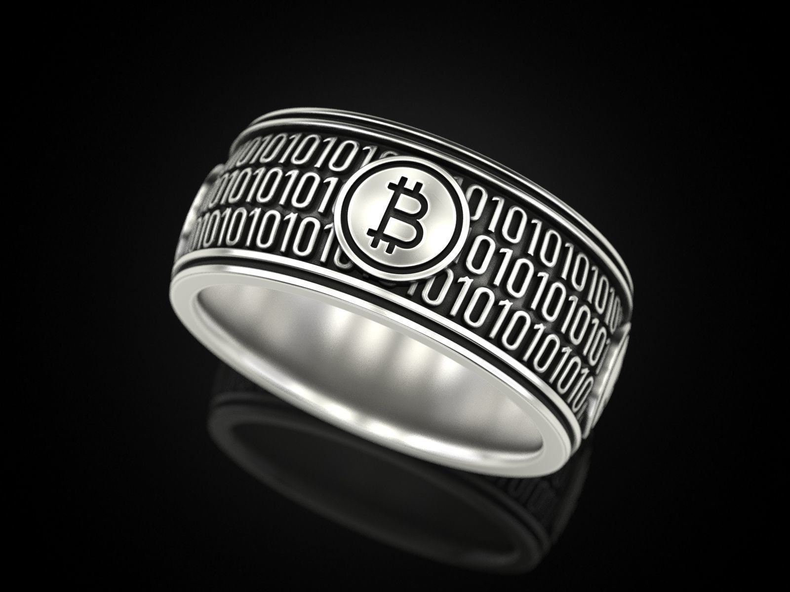 Bitcoin Ring Engraved Mens Ring Cryptocurrency Gifts Silver - Etsy