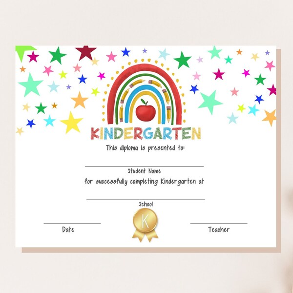 Graduation Certificate for Kindergarten - Etsy
