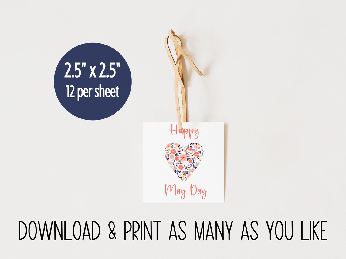 Printable May Day Basket Label | Cute Spring Tag Design I May Day Tag I ...