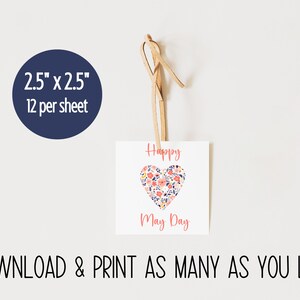 Printable May Day Basket Label | Cute Spring Tag Design I May Day Tag I ...