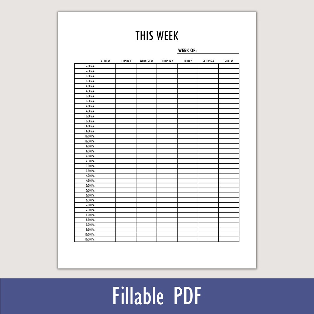 Efficient Planning Made Easy: Printable Minimalist Weekly Schedule With ...