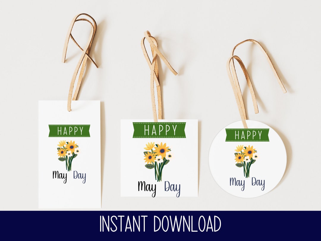 Simple May Day Gift Tag Printable I May Day Basket Hanging Tag I Print ...
