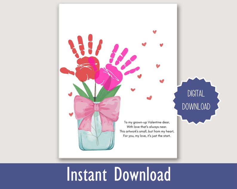 Valentine's Day Hand Print Art Craft for Kids. Toddler Preschool ...
