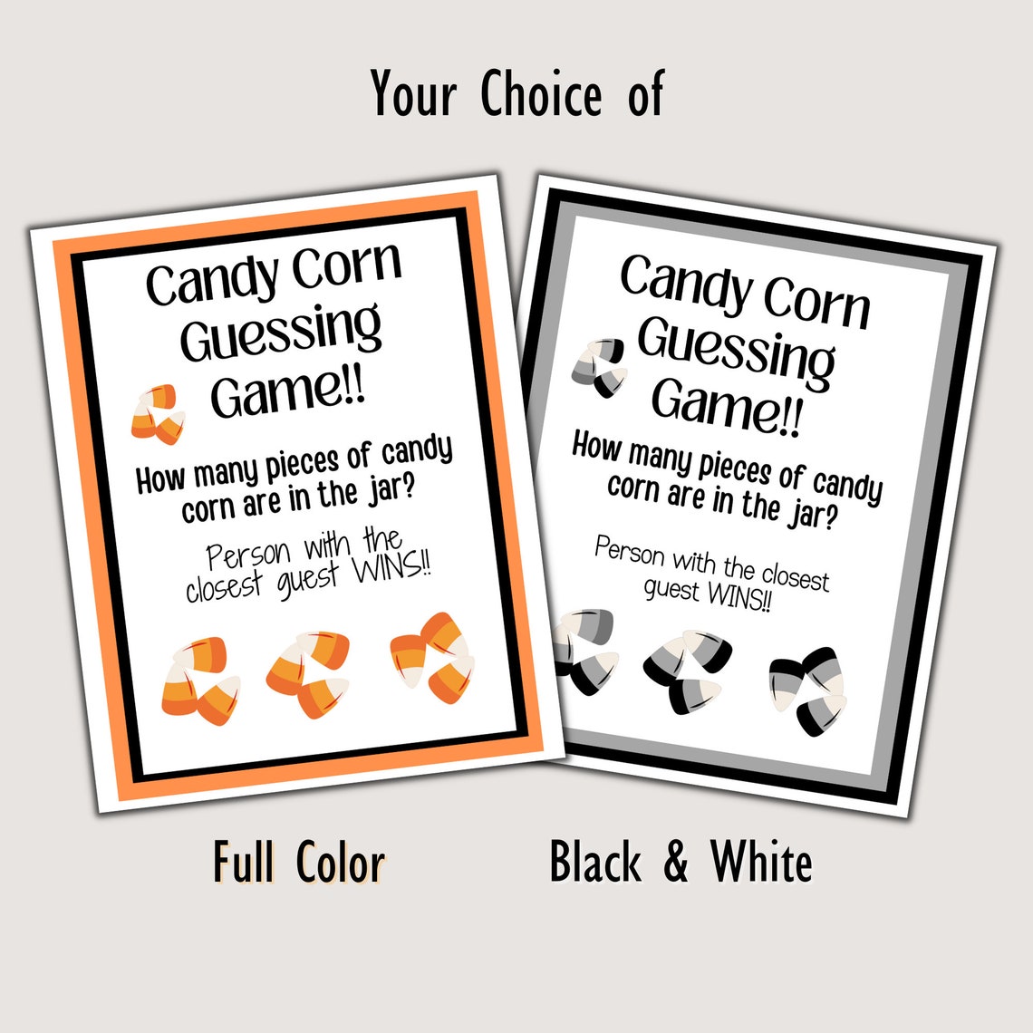 Printable Halloween Candy Corn Guessing Game, Class Activity, Guess How ...