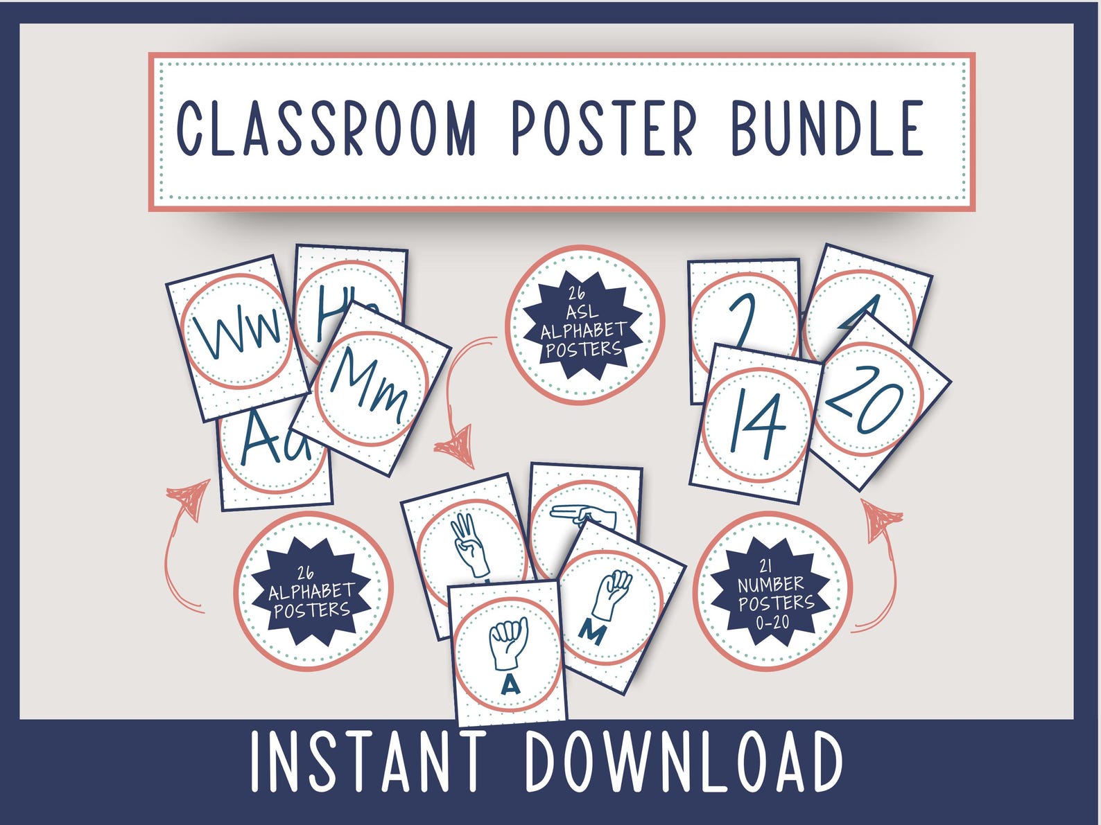 Boho Classroom Decor Bundle: Alphabet, Number, and ASL Posters - Set of ...