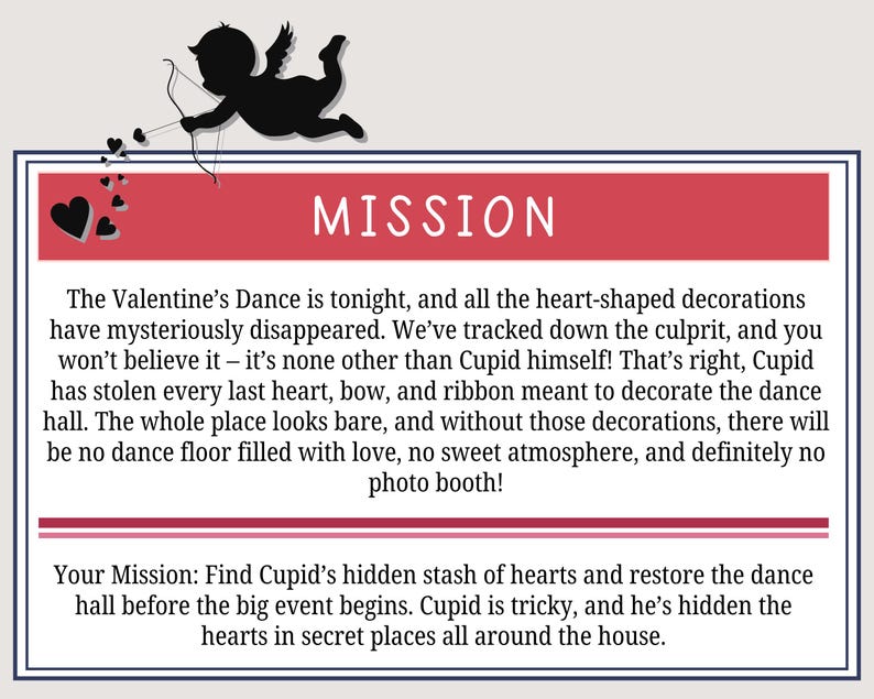 Valentine's Day Scavenger Hunt for Kids I Printable Indoor Game I Fun ...