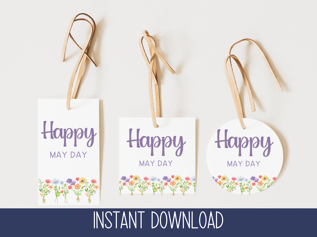 Printable May Day Basket Label | Cute Spring Tag Design I May Day Tag ...