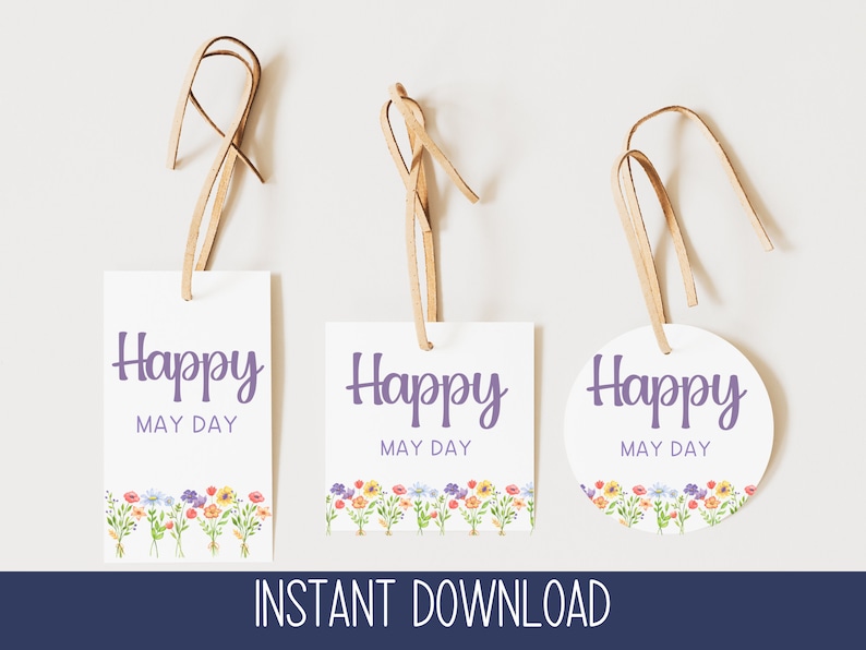 Printable May Day Basket Label | Cute Spring Tag Design I May Day Tag ...